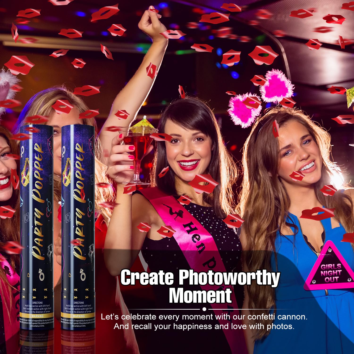 Snapklik.com : Confetti Poppers Confetti Cannon, Lip Shape Party ...