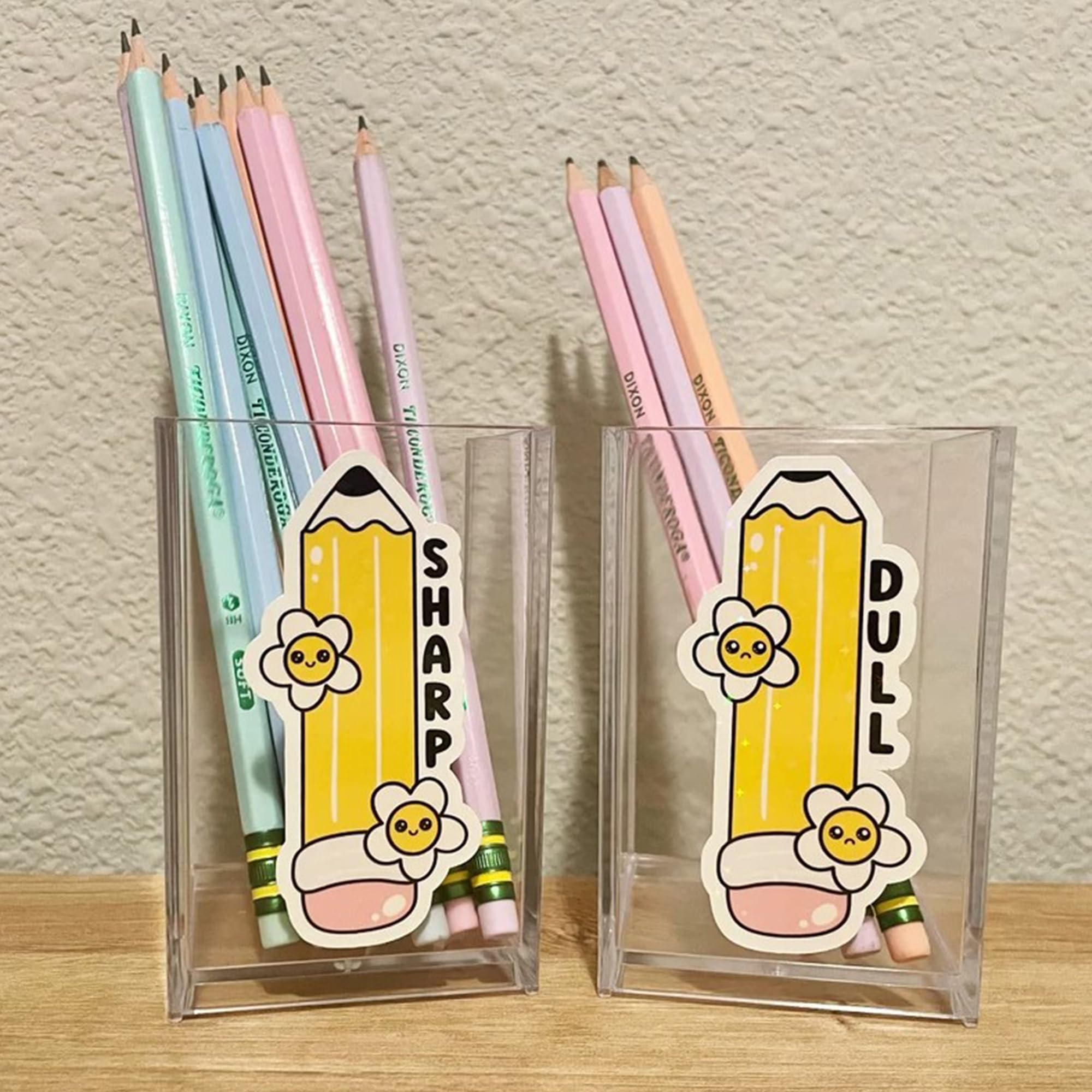 Desk Organizer Stickers Sharp & Dull Pencil - 16 Sheets Classroom ...