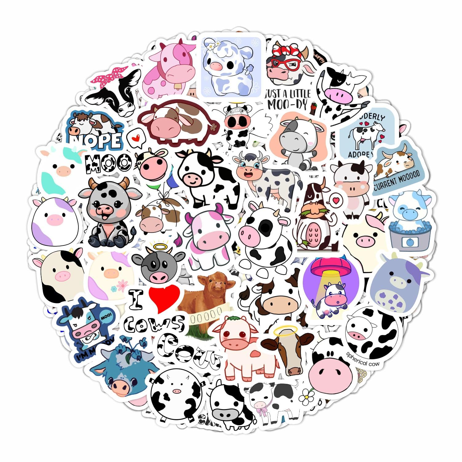 Amazon.com: 100Pcs Cow Stickers for Water Bottles, Laptop Decals, Cute ...