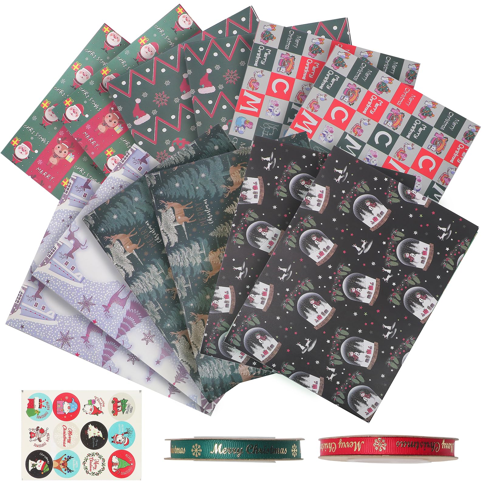 Amazon.com: FoDau770 Christmas Wrapping Paper Set, Christmas Gift Wrap ...