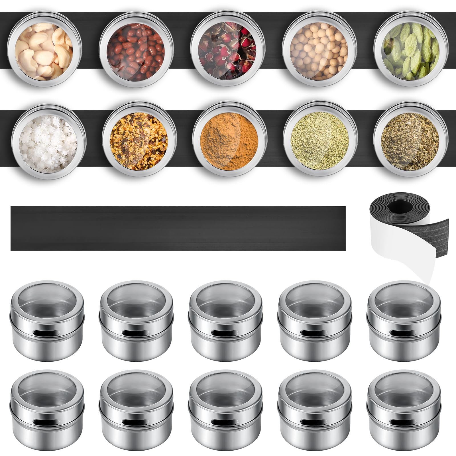 Amazon.com: FoldTier Magnetic Spice Containers Sets 20 Pcs 2oz Magnetic ...