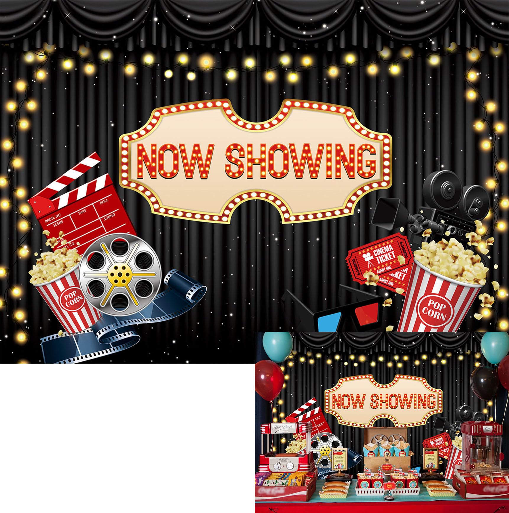 Amazon.com : BINQOO 7x5FT Movie Night Backdrop for Birthday Party Movie ...