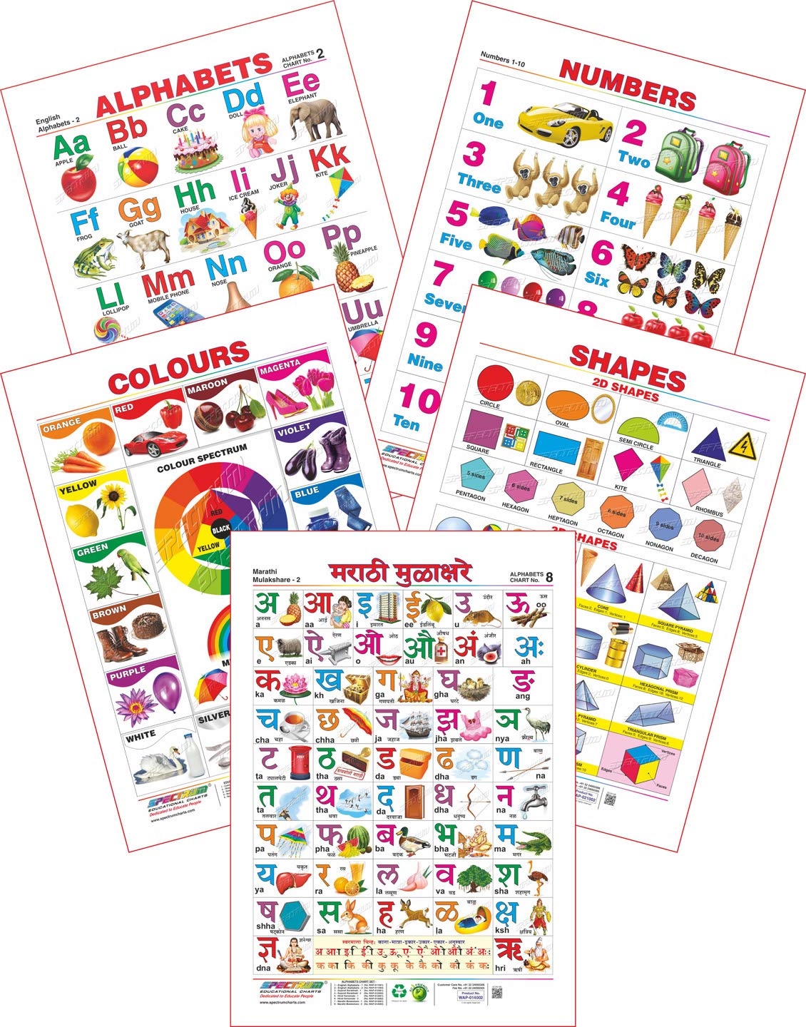 Buy Spectrum Educational Large Wall Charts (Set of 5) :( Marathi ...