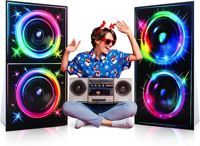 Amazon.com: Beeveer 2 Pcs 4 ft 80s 90s Boom Box Cardboard Cutout Life ...