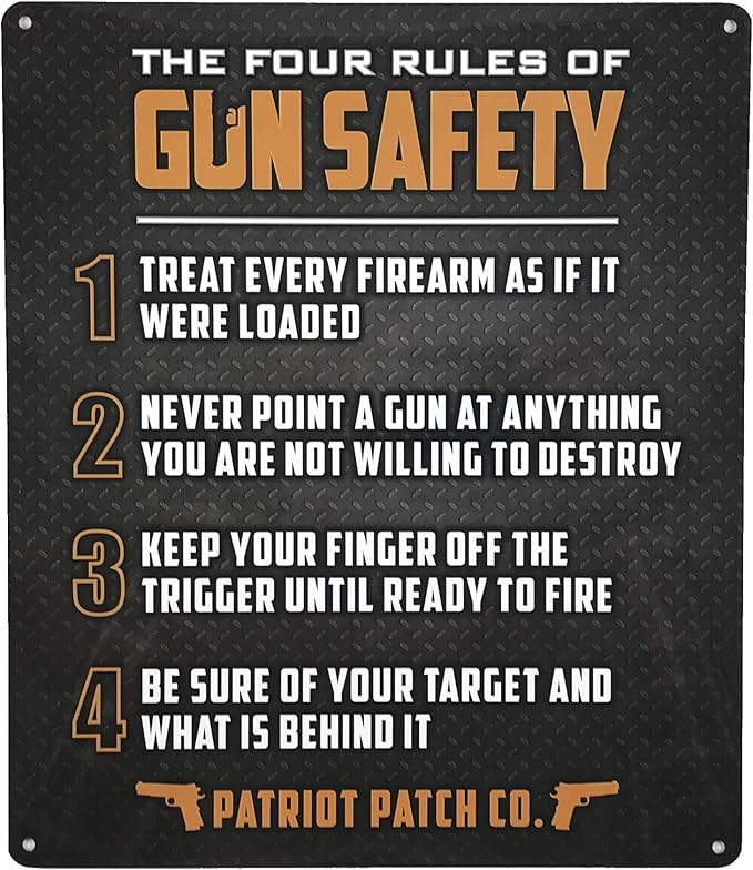 Amazon.com : Patriot Patch Co - 4 Rules of Gun Safety Sign - Indoor ...