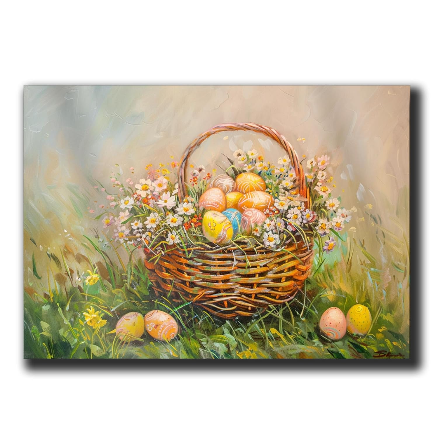 Amazon.com: Easter Egg Art Print, Easter Basket, Spring Easter Wall Art ...