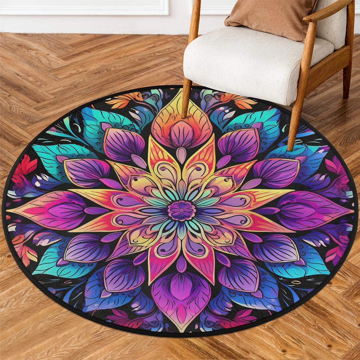 Amazon.com: YPPAHHHH Colorful Mandala Round Area Rug 5Ft Ethnic Boho ...
