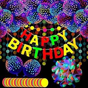 Amazon.co.jp: GIZMAC Birthday Party Decoration Set 12" Black Light ...