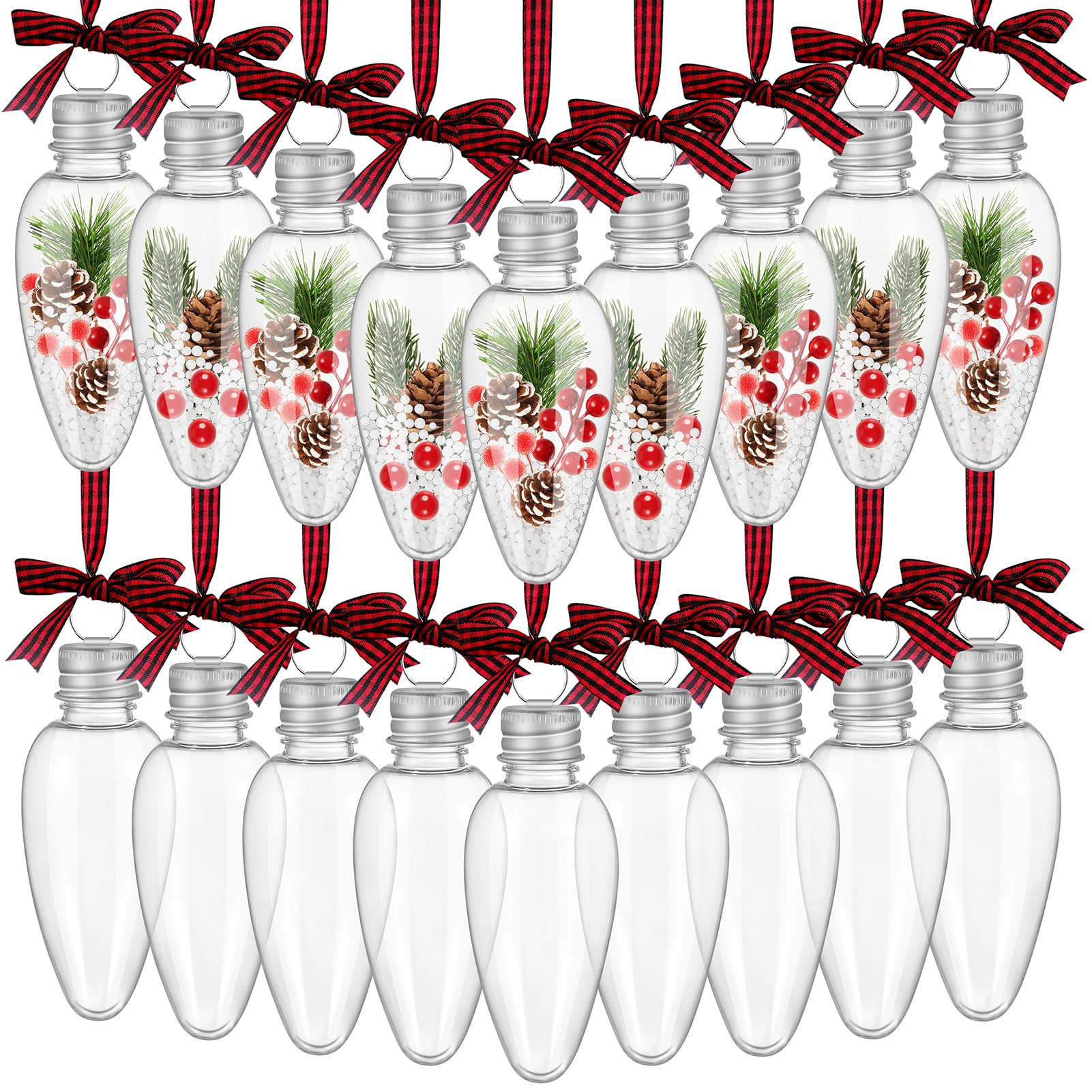 Amazon.com: 26 Pcs 3.4 Inch Christmas Fillable Clear Bulbs Ornaments ...