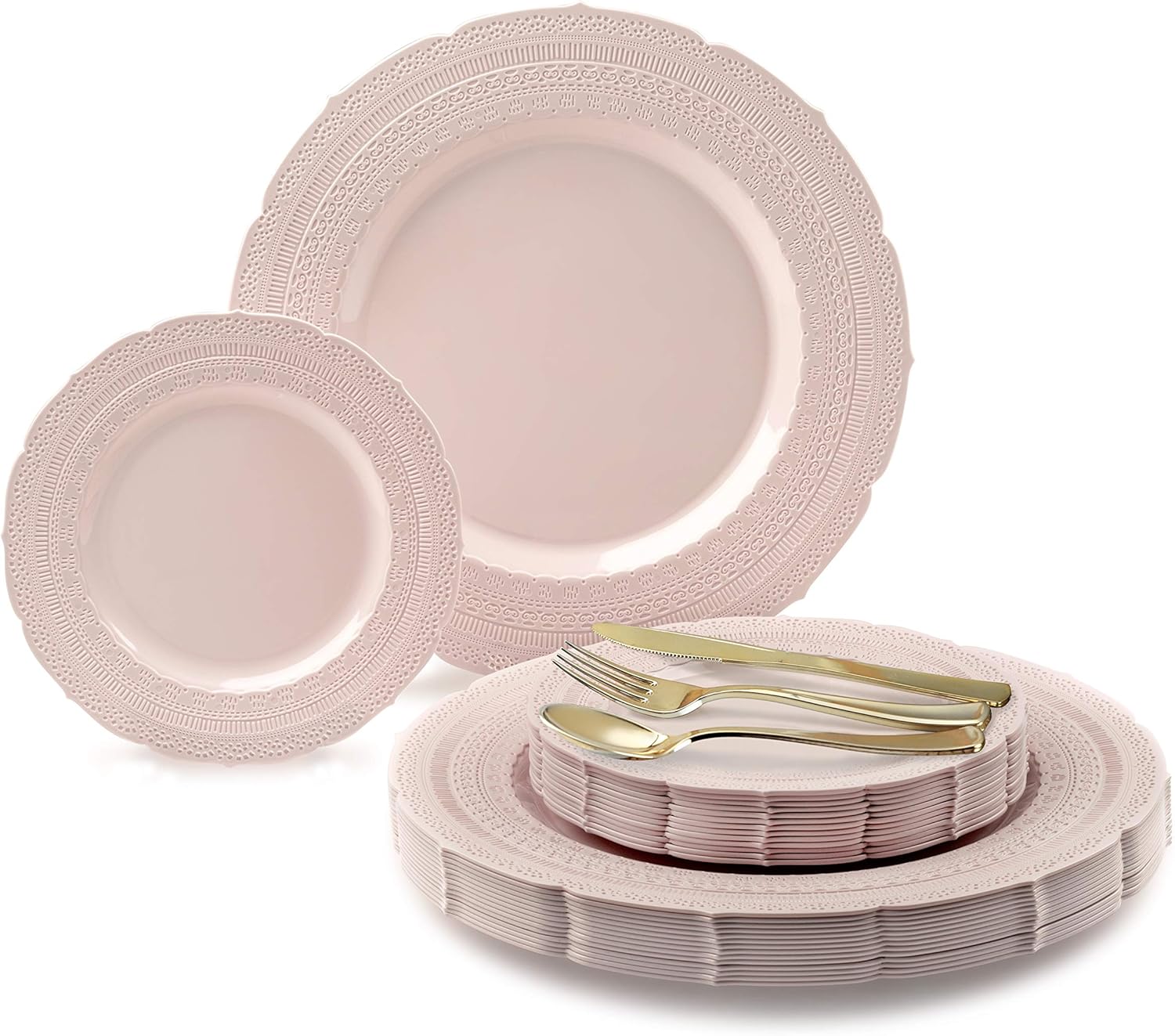 Amazon.com: OCCASIONS 125pcs set (25 Guests)-Wedding Plastic Plates ...