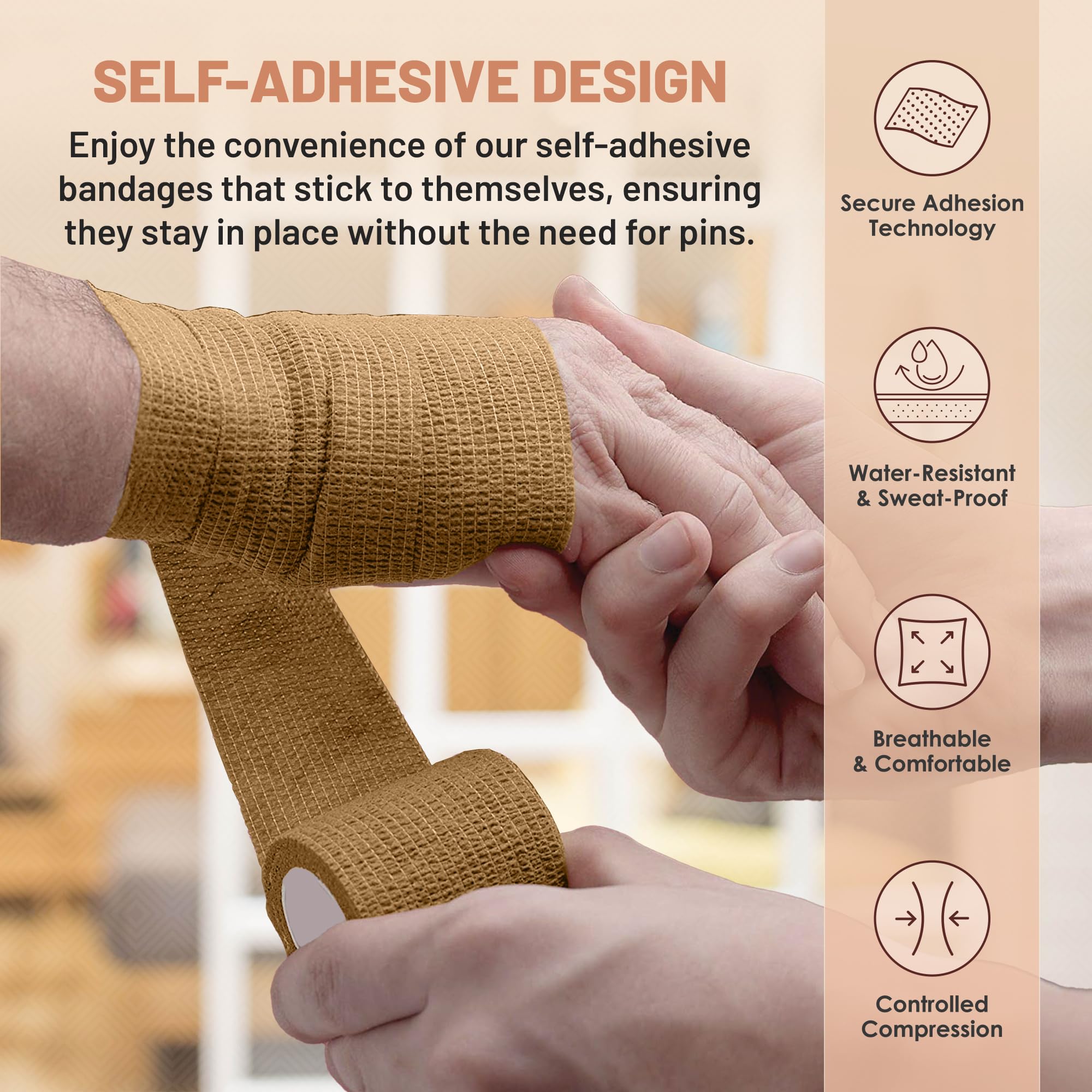 Snapklik.com : Self Adherent Wrap - Bulk Pack Of 6, Athletic Tape Rolls ...