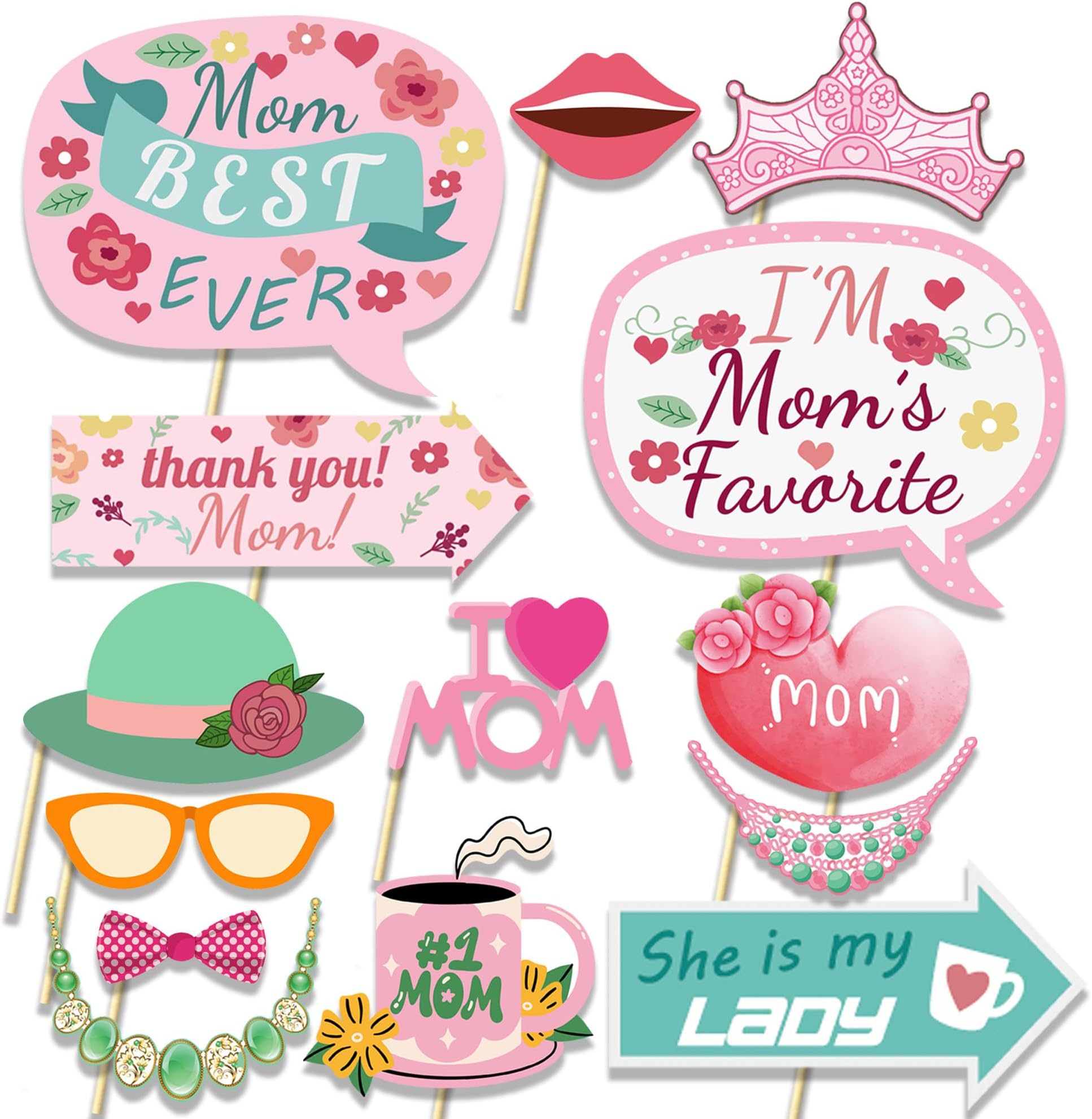 Amazon.com: Mother’s Day Photo Booth Props – 14Pcs Mother’s Day Party ...