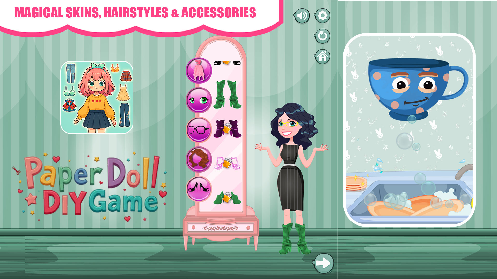 Paper Doll Dress Up DIY Game: Anime Princess Fashion Makeover Salon ...