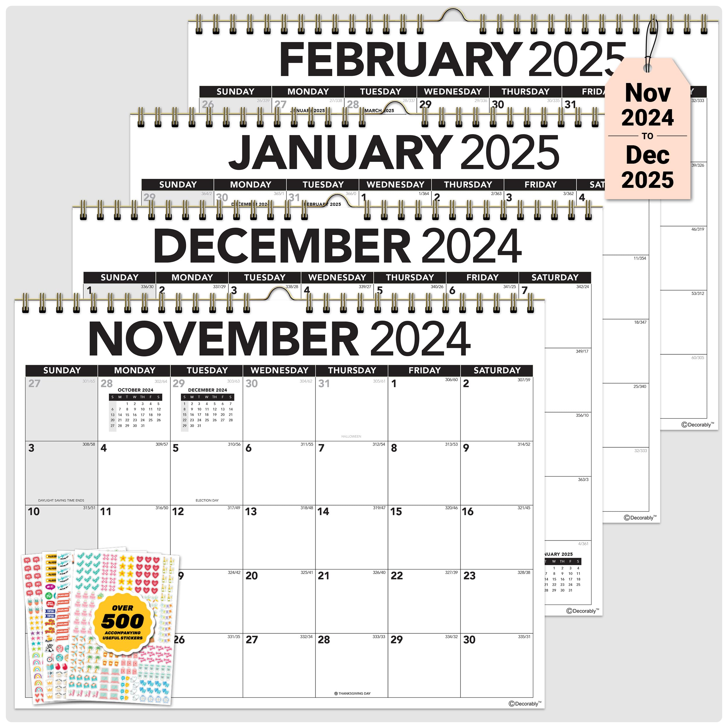 Buy Decorably 18 Months Small Wall 2024-2025 Jul 2024 to Dec 2025, 11x8 ...