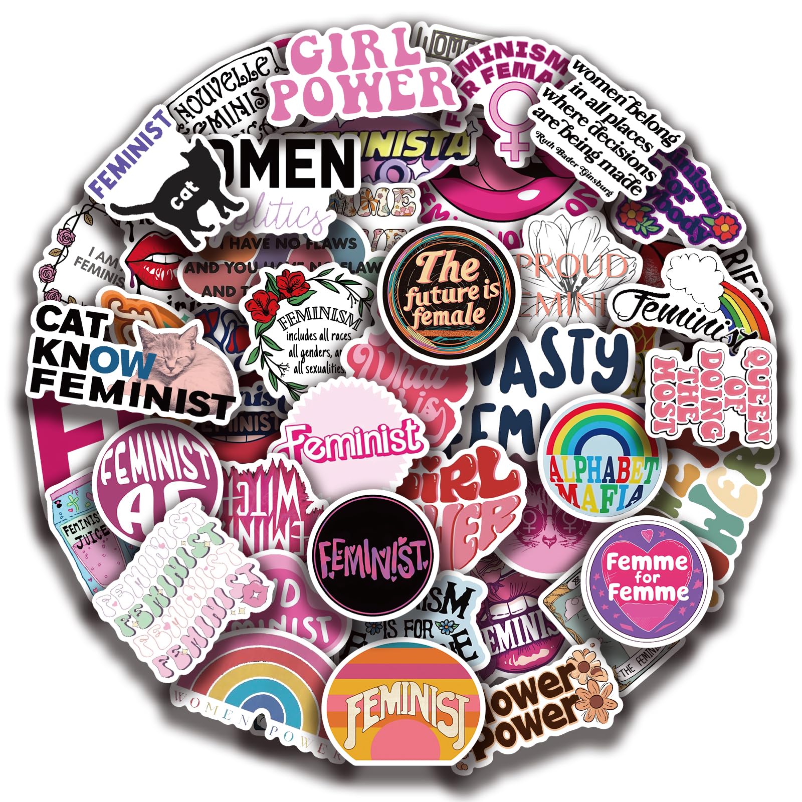 Snapklik.com : RAYNEMB 50 Pcs Inspirational Feminist Stickers Pack ...