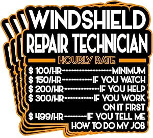 Amazon.com: Windshield Repair Technician Vinyl Decal Stickers - 4-Pack ...