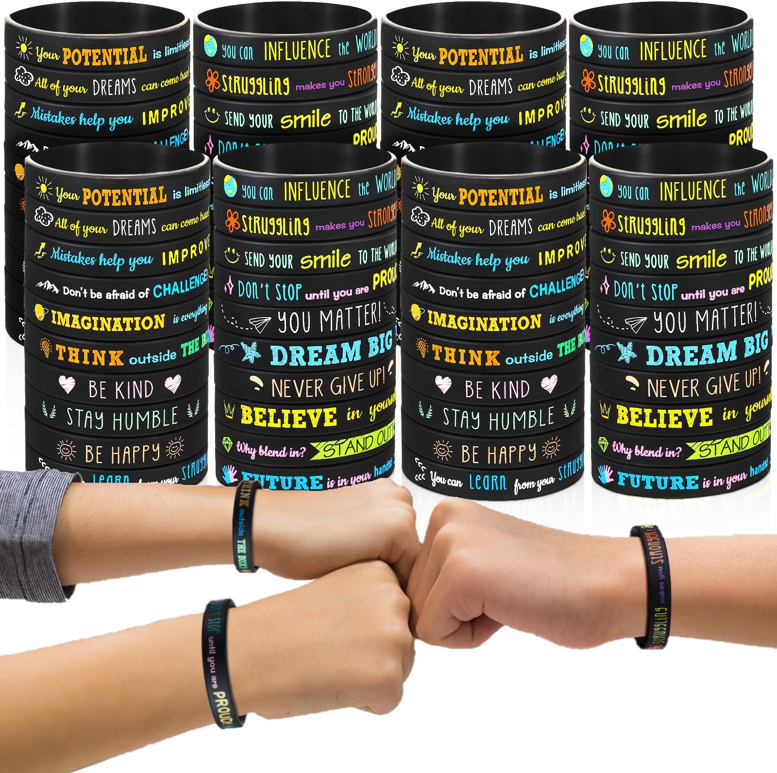 Amazon.com : Wavyknot 90 Pcs Christmas Motivational Wristband Set for ...