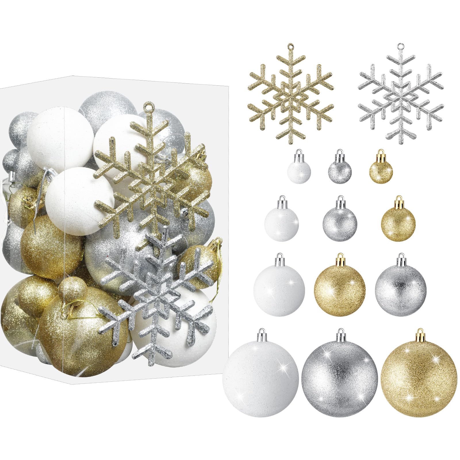 Amazon.com: Syhood 62 Pcs Glitter Christmas Ball Ornaments Bulk Plastic ...