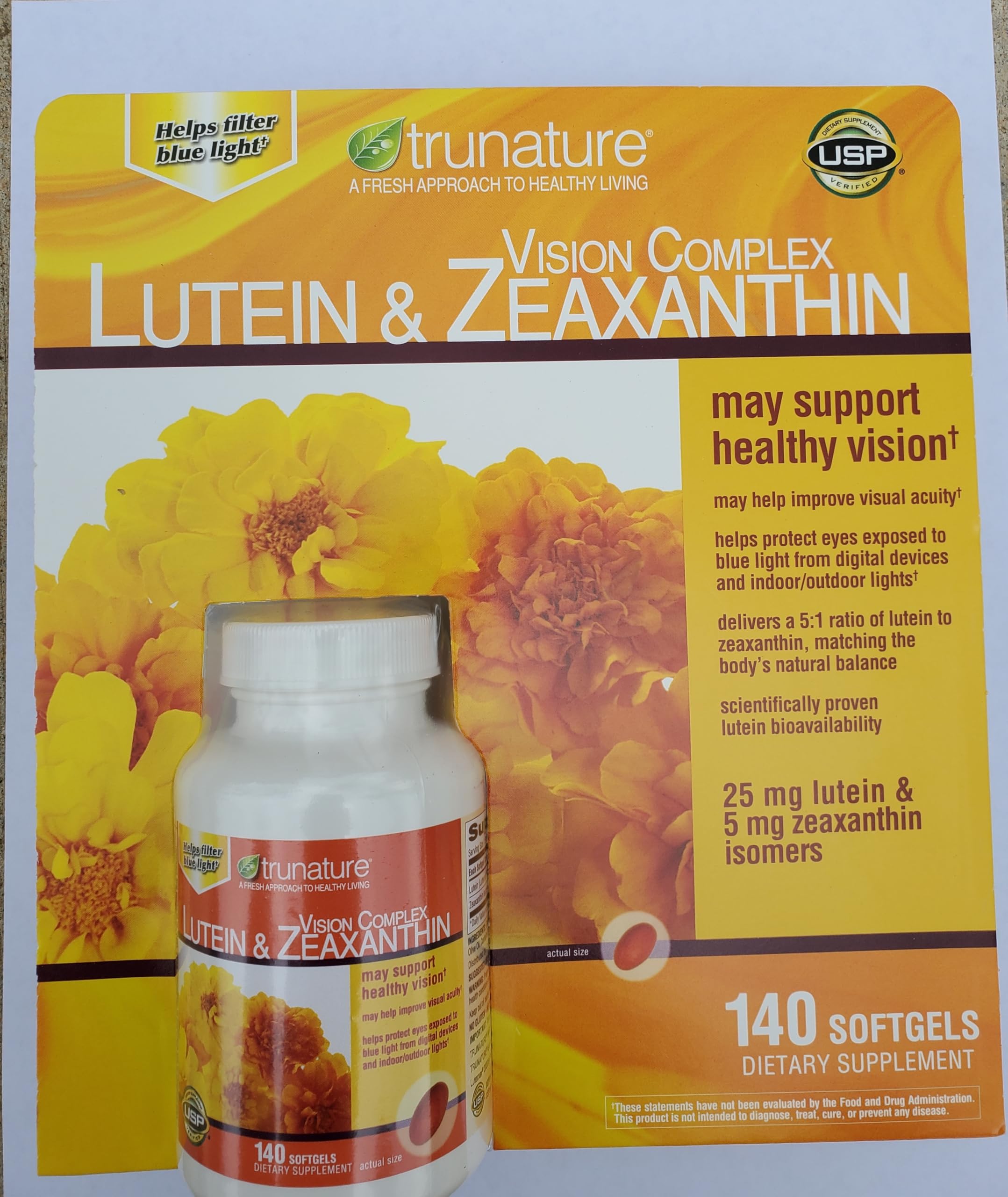 Amazon.com: Tru-Nature Vision Complex Lutein & Zeaxanthin, a Bundle of 140 Softgels : Health ...