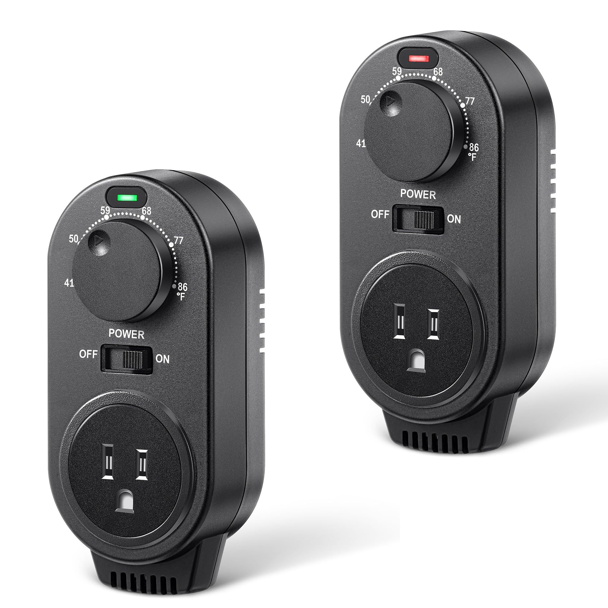 Gulfmew 2 Pack Adjustable Thermostat, Plug in Heating and Cooling ...