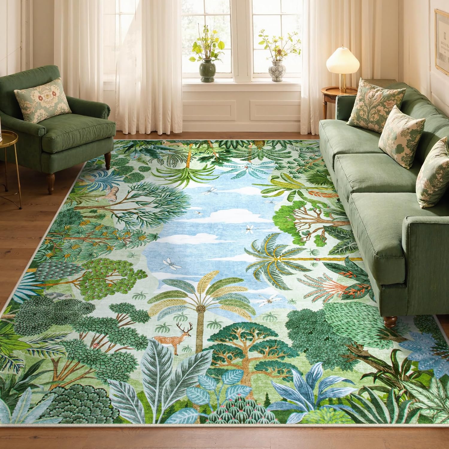 Amazon.com: Lahome Summer Jungle Rug, Washable Rugs 5x7 for Bedroom ...
