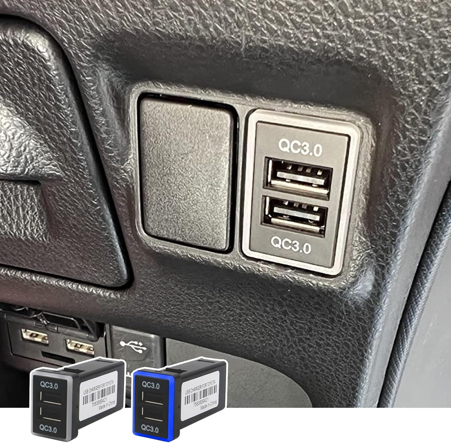 Amazon | WeCar ハイラックス GUN125 H29.9- USB充電器 QC3.0×2 USB増設 急速充電USBポート ソケット カーチャージャー 増設ポート タイプA ...