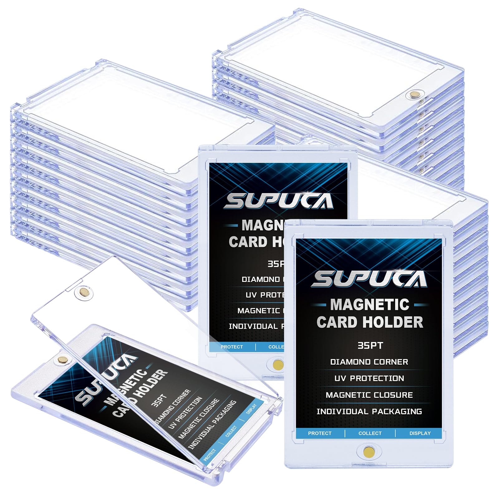 Amazon.com: Supuca 50ct Magnetic Card Holder 35PT, One Touch Card ...