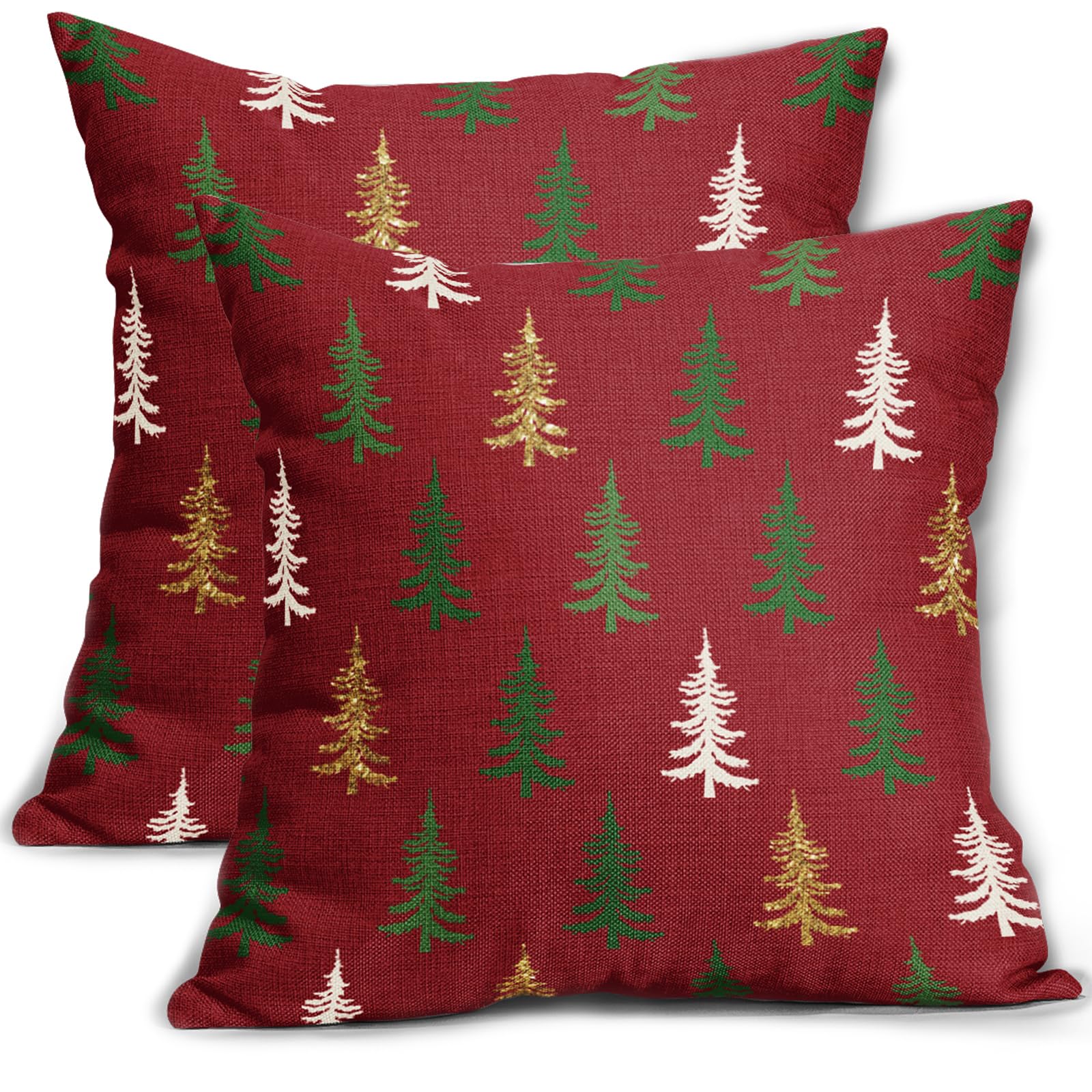 Amazon.com: Red Christmas Pillow Covers 18x18 Set of 2 Green White Gold ...