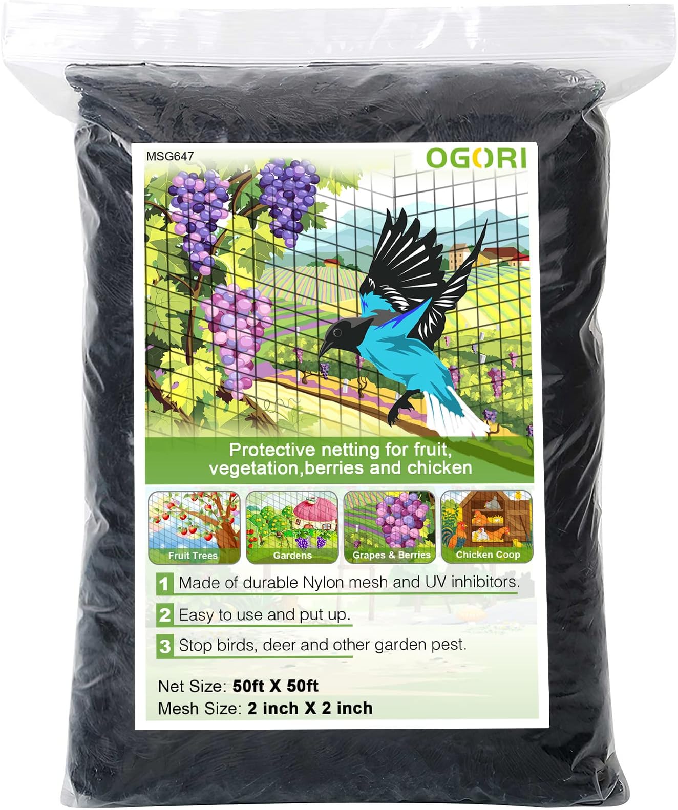 Amazon.com : Bird-X NET-PE-50-50 Heavy-Duty Netting-Protect Gardens ...