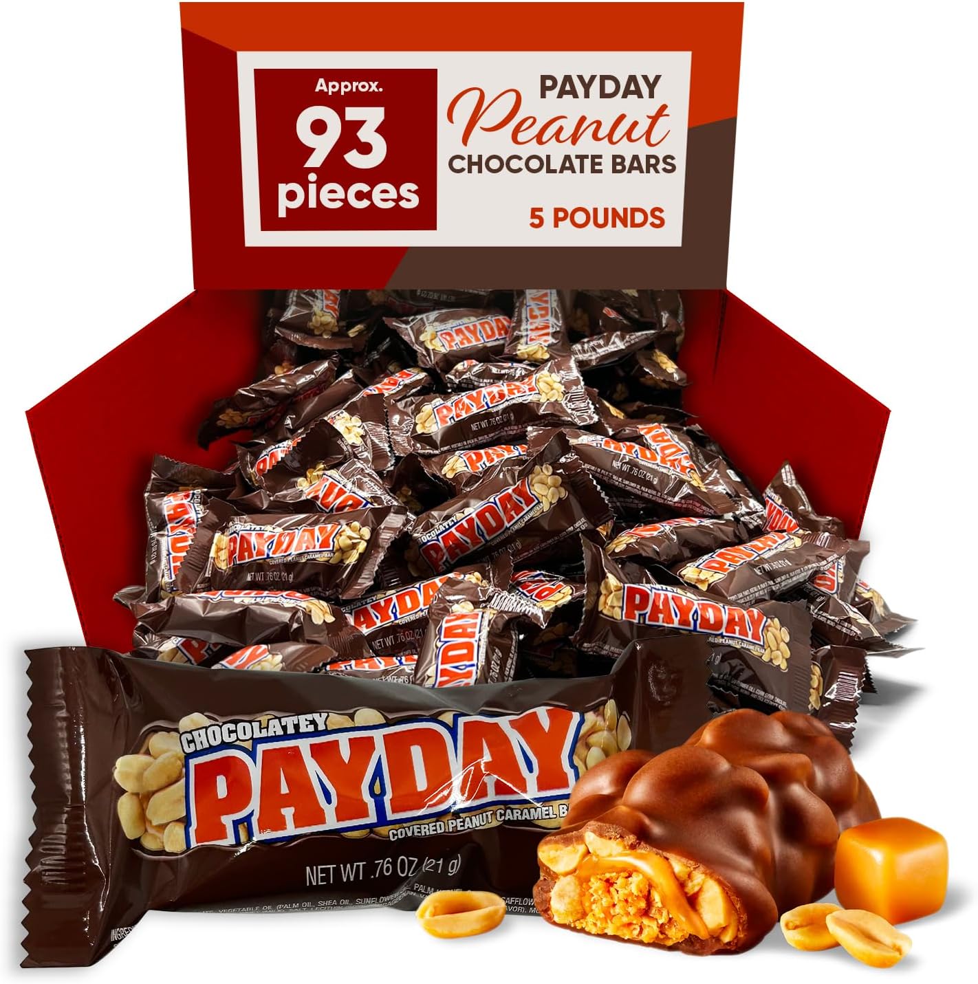 Amazon.com : PayDay Peanut Caramel and Chocolate Candy Bar - 5 Pound ...