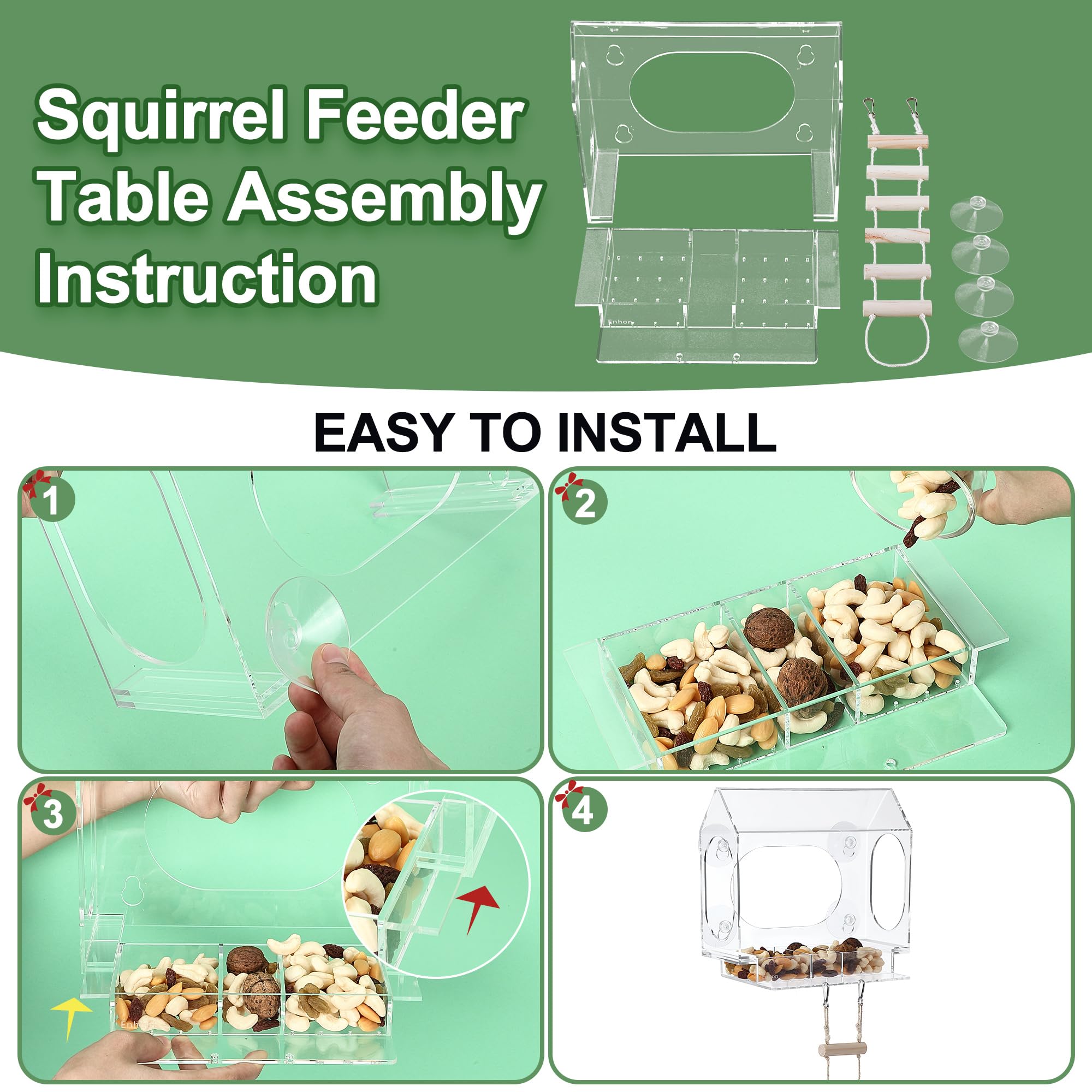 Snapklik.com : Enhon Window Squirrel Feeder, Acrylic Clear Squirrel ...