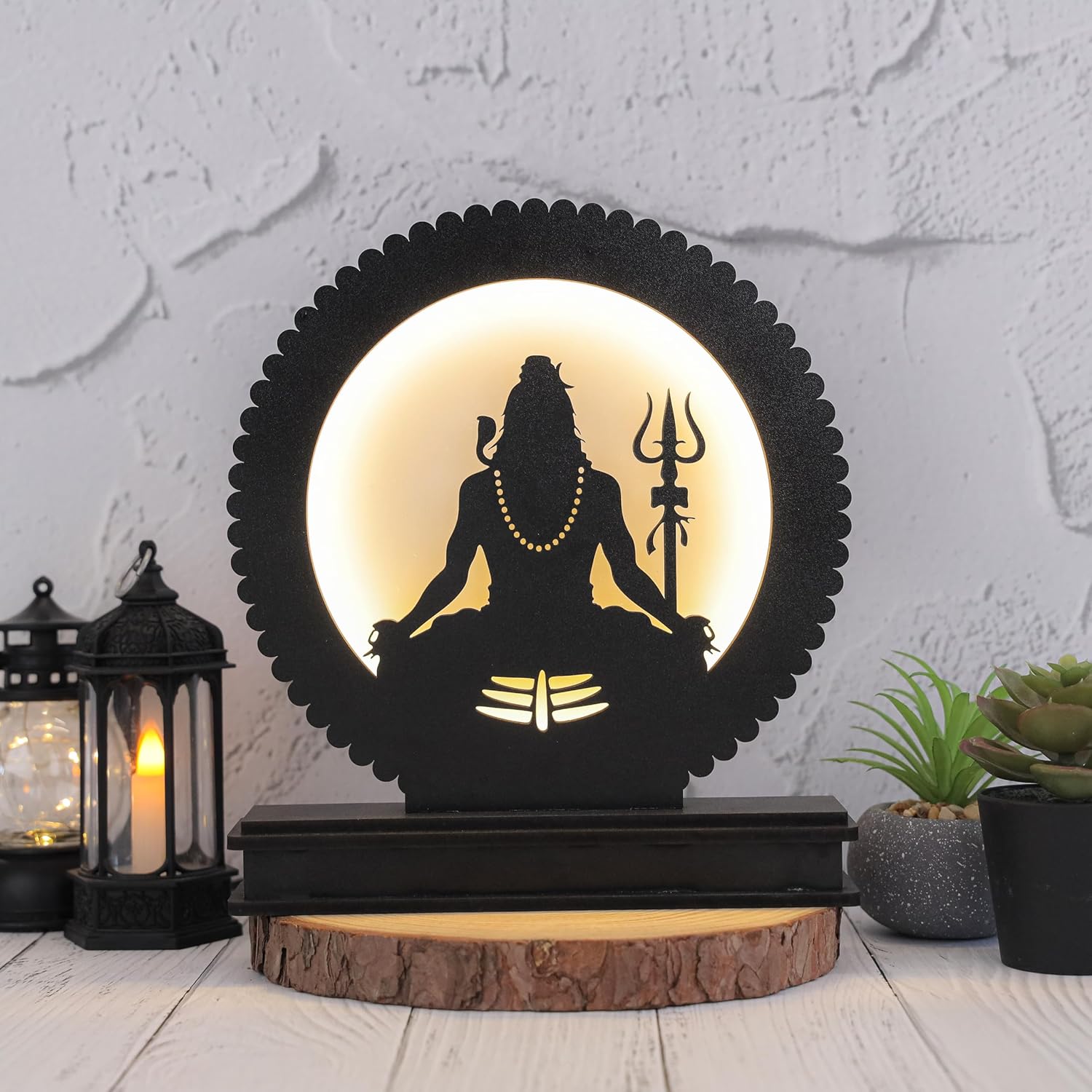 Buy LASER ART Lord Shiva LED Backlit Table Lamp, Spiritual Shiva ...