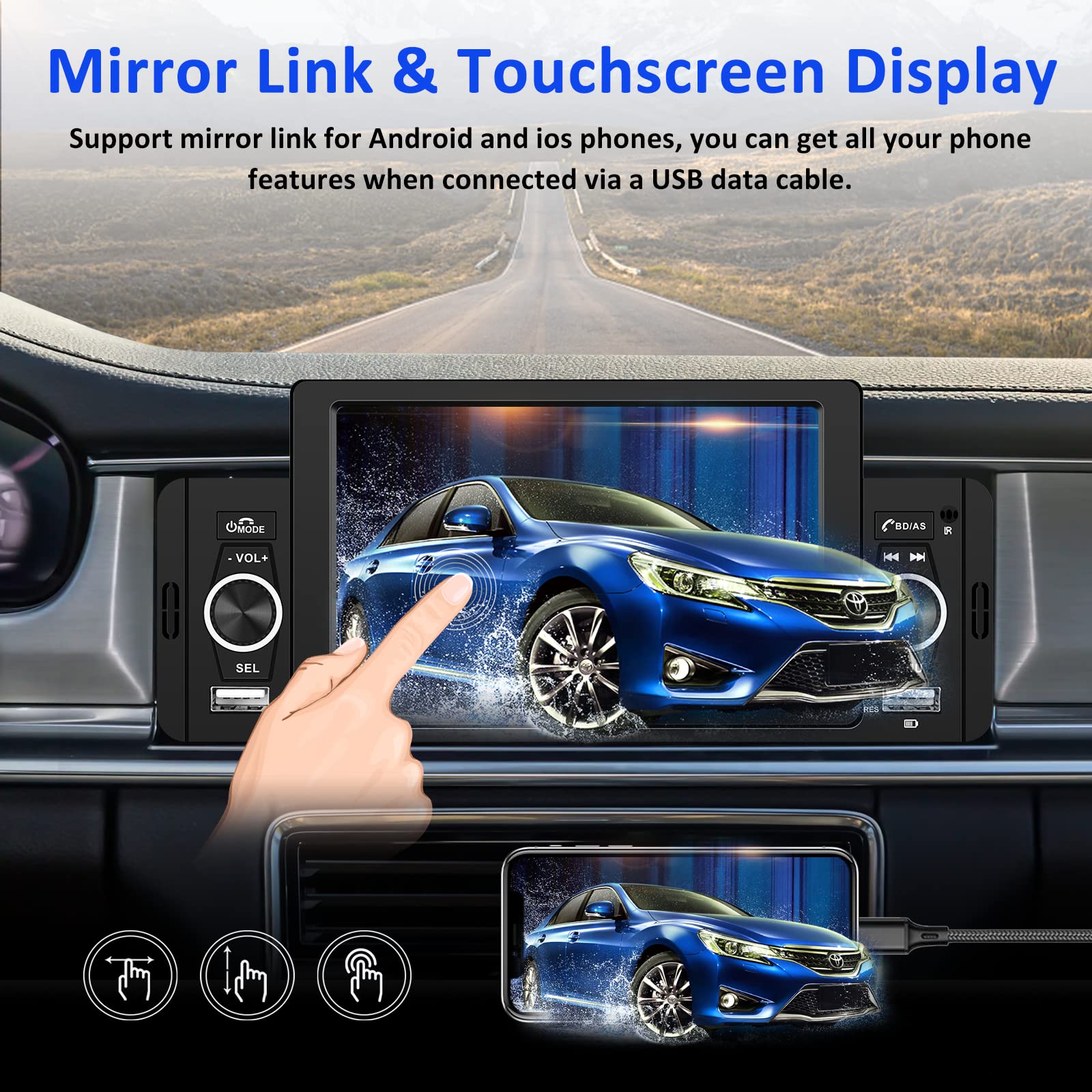 Snapklik.com : Single Din Touchscreen Car Stereo