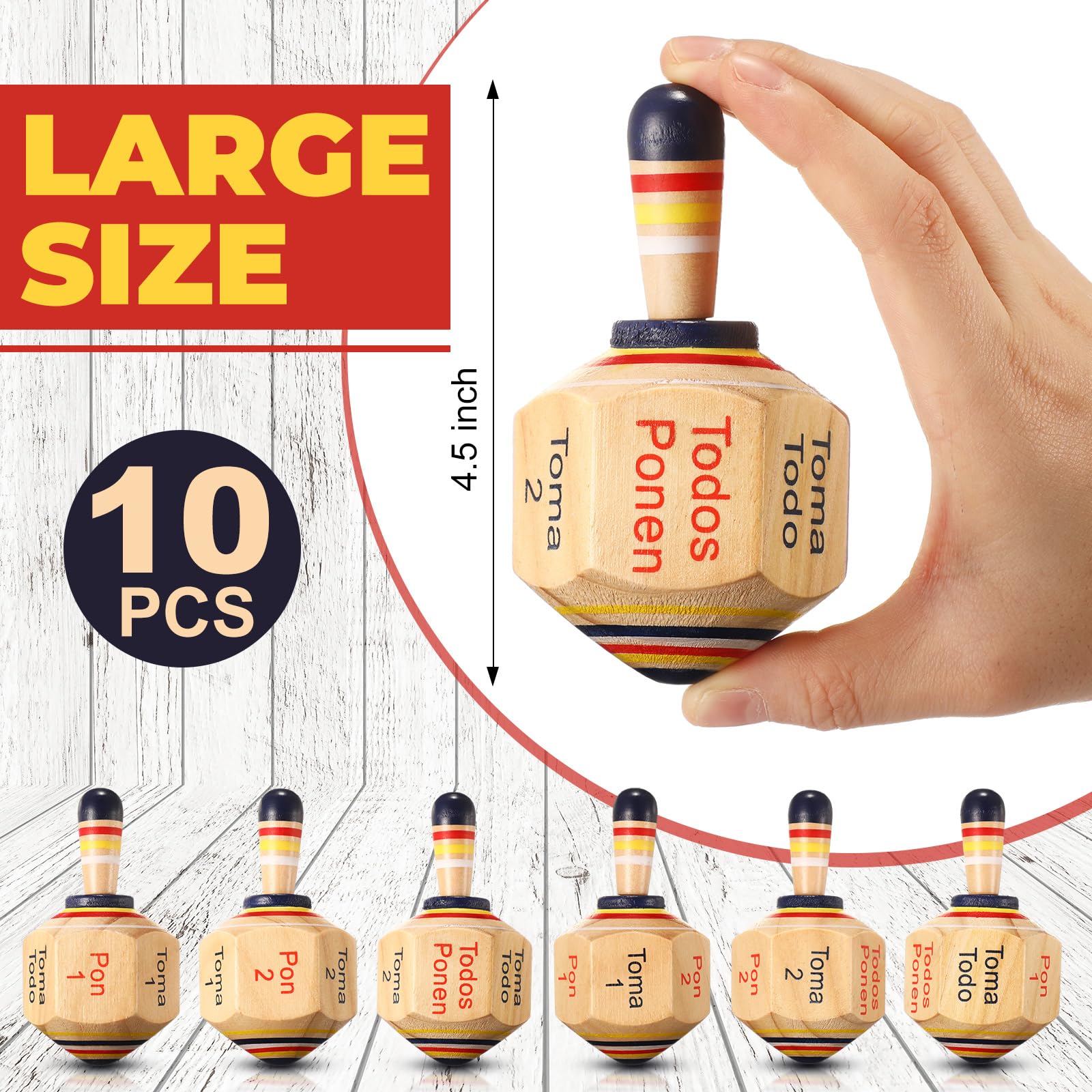 Snapklik.com : 5 Pieces Large Wooden Toma Todo Bulk, 4.5 Inch Classic ...