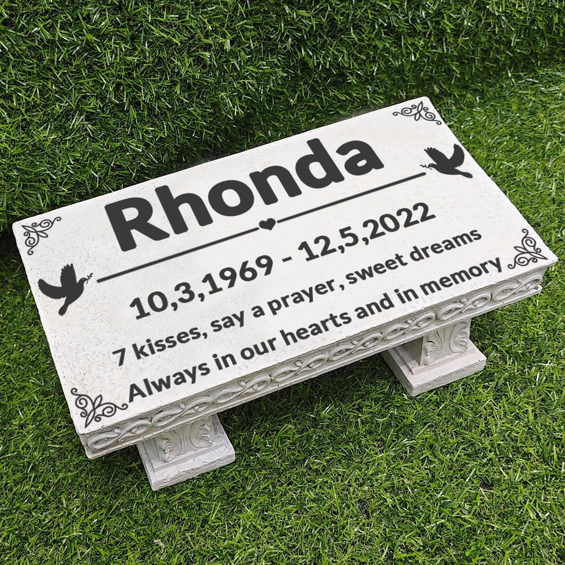 Amazon.com: mildahjoy Personalized Human Memorial Stones, Bench ...