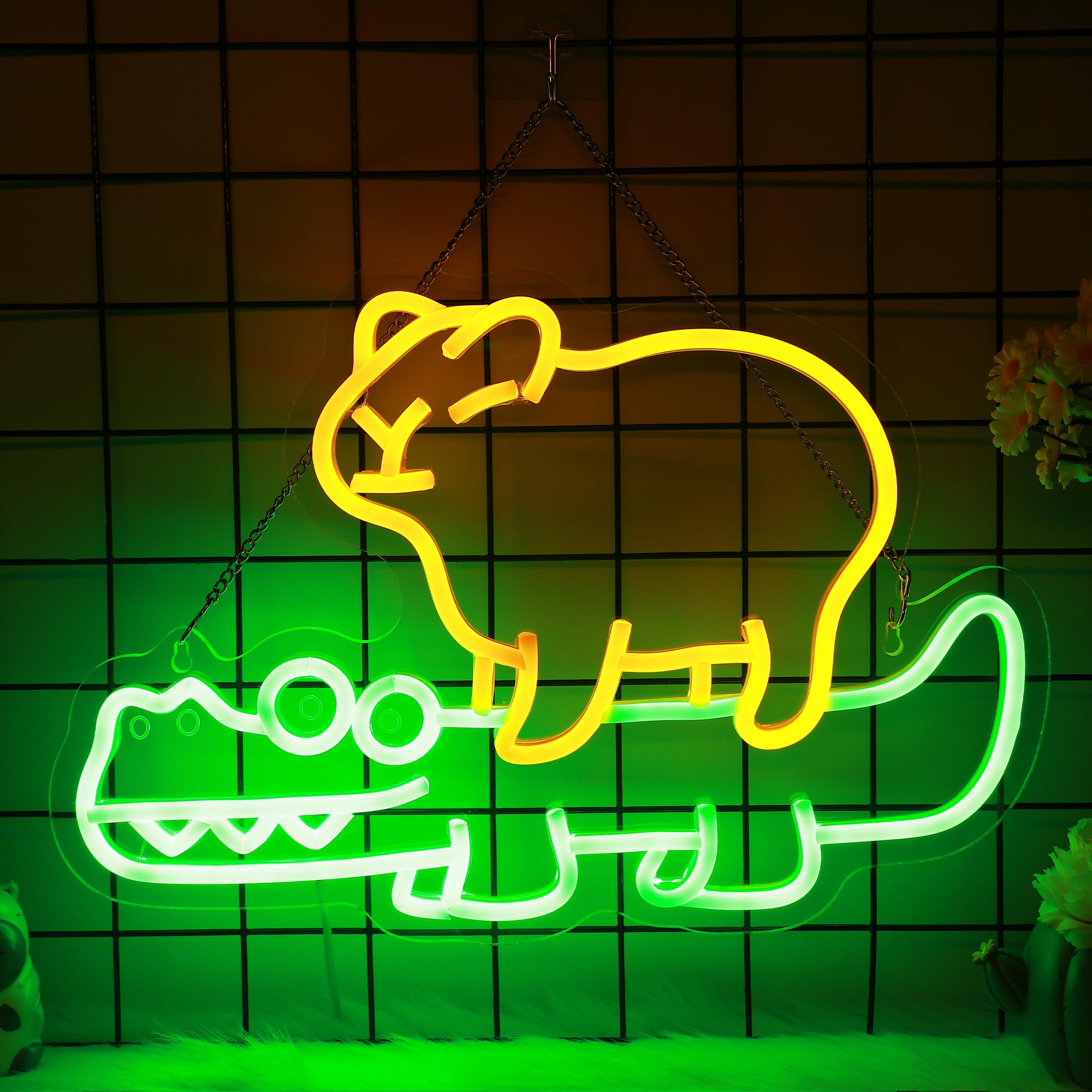 Neon Lights Cool Capybara – Cute Animal With Glasses, Yellow/Green LED ...