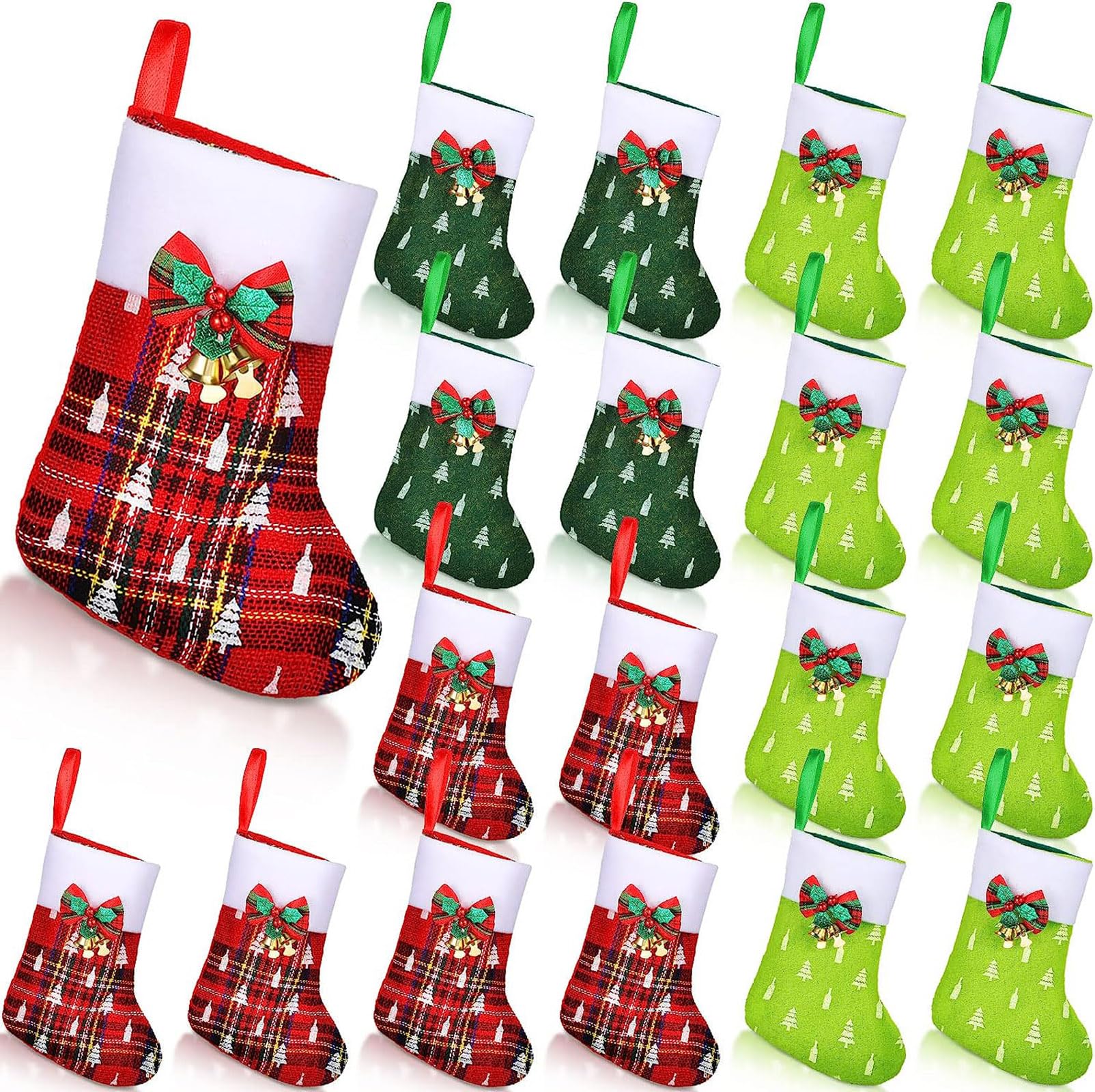 Amazon.com: 20 Pack Christmas Stocking Set 6 Inch Mini Xmas Stockings ...