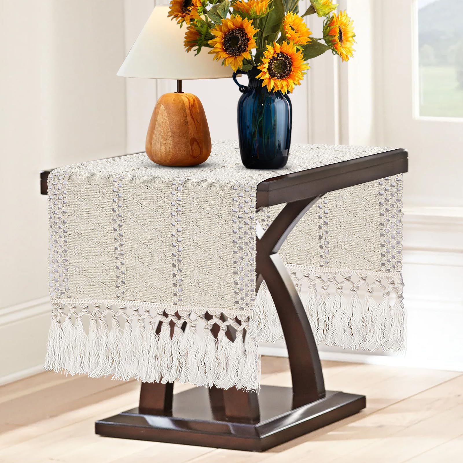Amazon.com: yuboo Boho Table Runner 36 Inches, Fall Beige Coffee Table ...