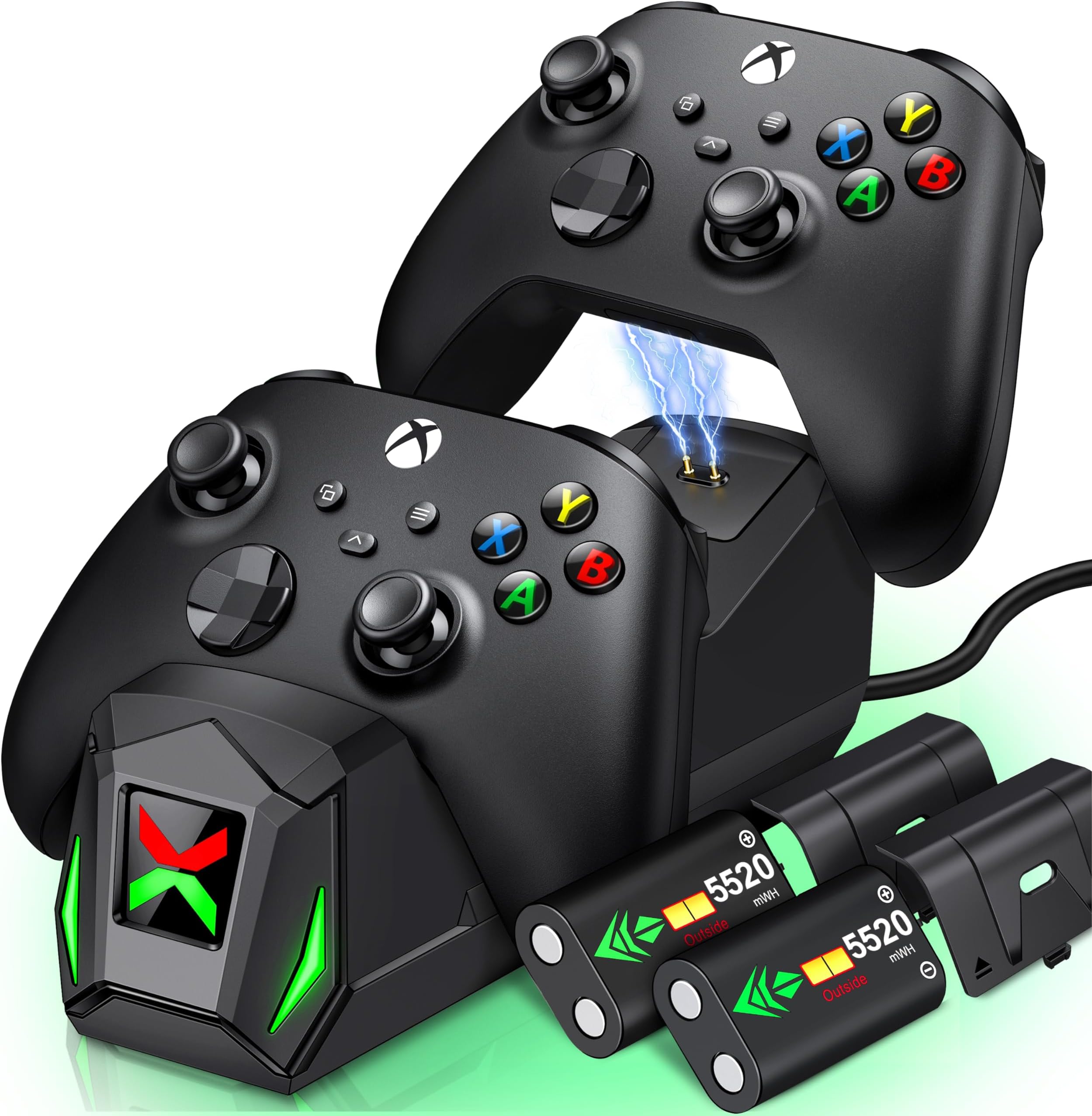 Amazon.com: Controller Charger Station with 2 Rechargeable Battery ...