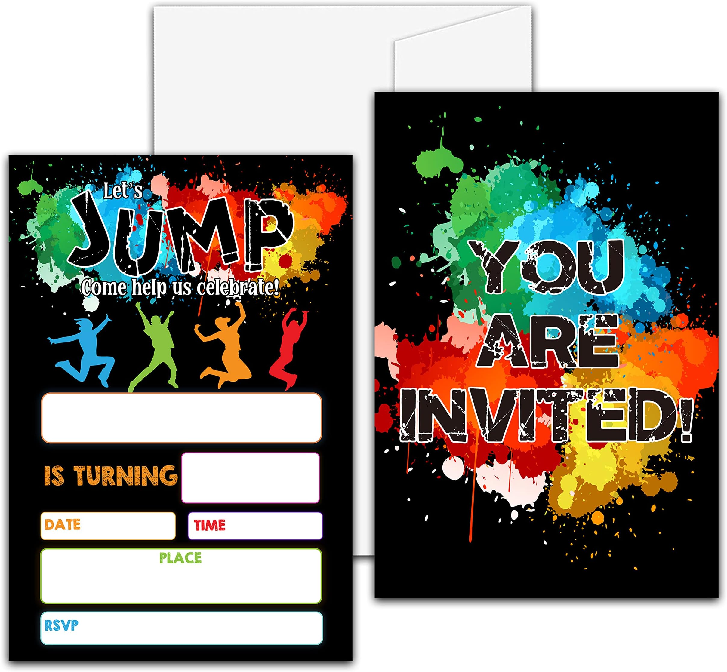 Amazon.com : Trampoline Birthday Party Invitation, Bounce House Big Air ...