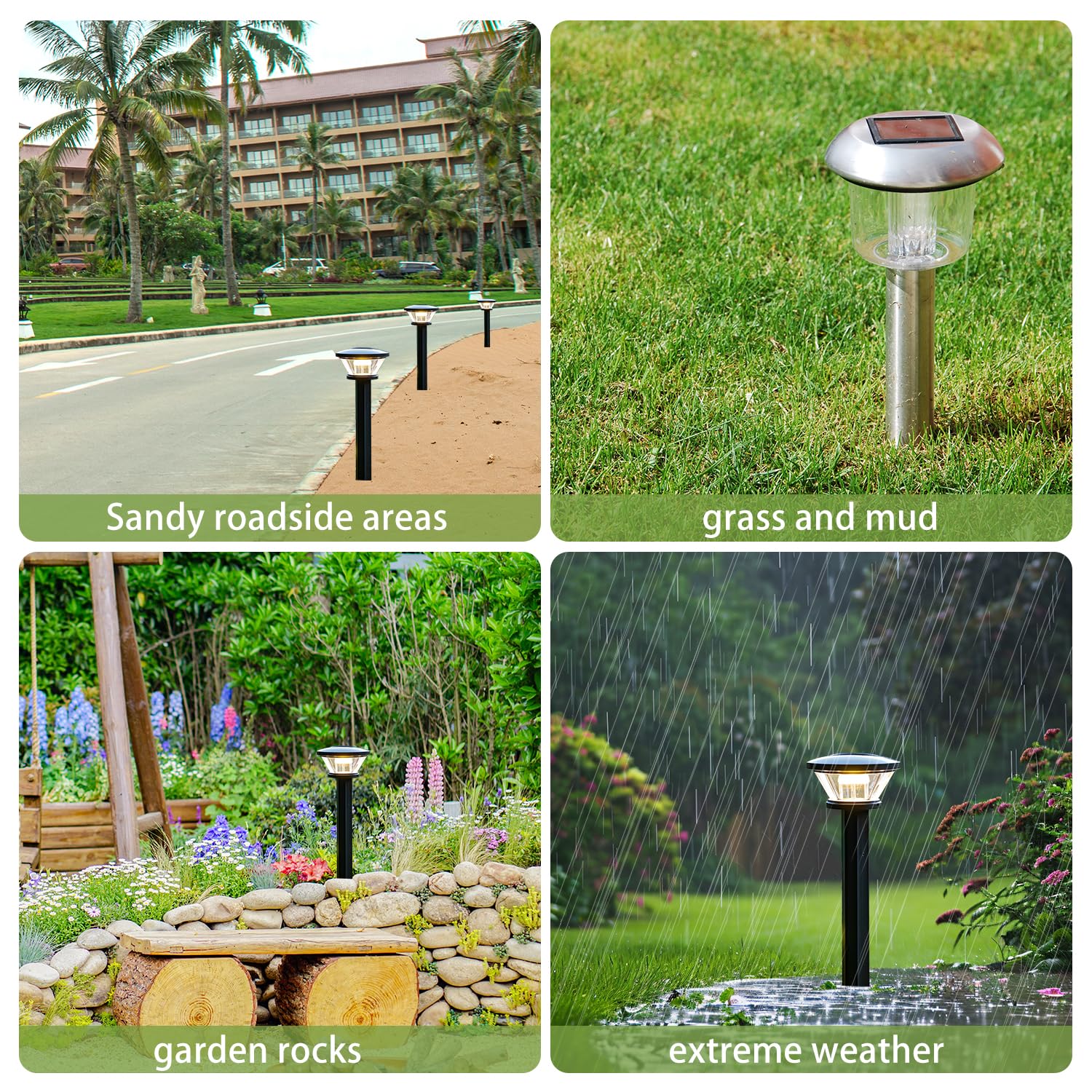 Metal Stakes For Ground 6-Pack 8.26 Inch / 21cm ABS Ground Spikes Solar ...