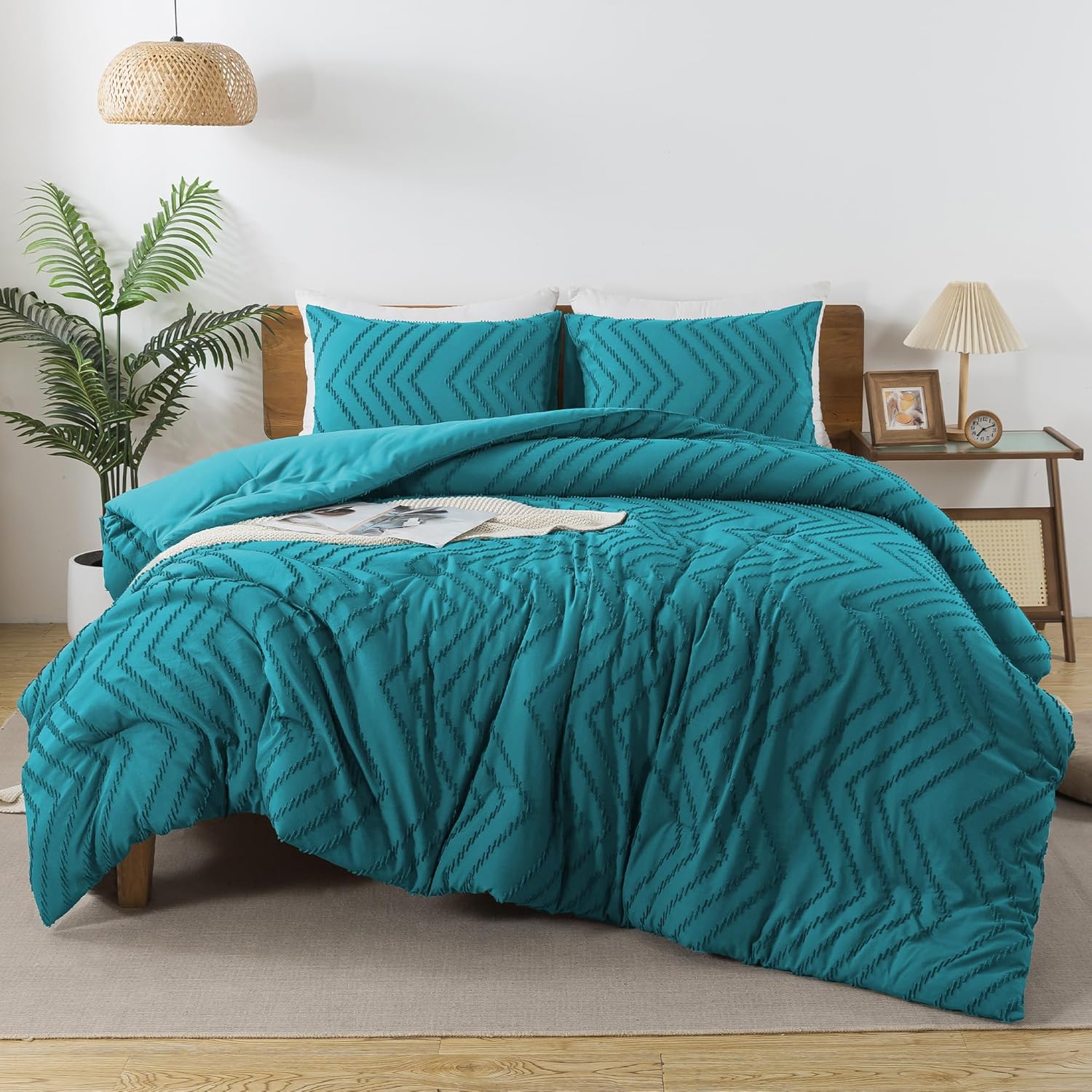 Amazon.com: Andency Turquoise Comforter Set Queen Size, Boho Soft Warm ...