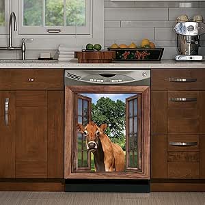 Amazon.com: Cattle Dishwasher Covers for The Front,Funny Cow ...