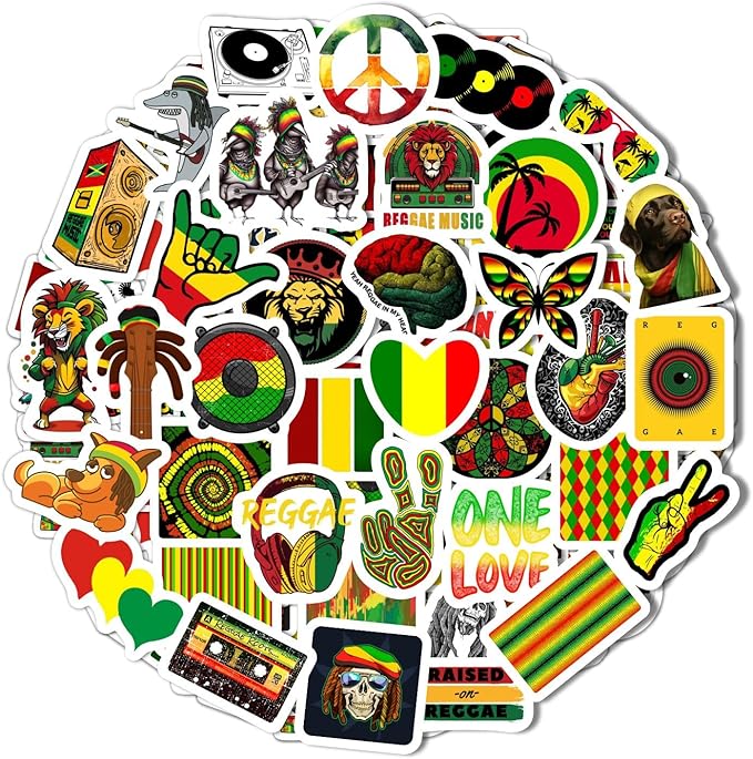 Amazon.com: Reggae Stickers – Rasta Stickers, Jamaica Inspired Vinyl ...