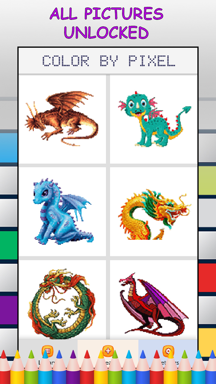 Dragons Color by Number - No Ads Pixel Art Game - Coloring Book Pages ...
