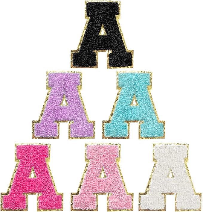 Amazon.com: Aganmi 6 Pcs Self Adhesive Chenille Letter Patches for Bags ...
