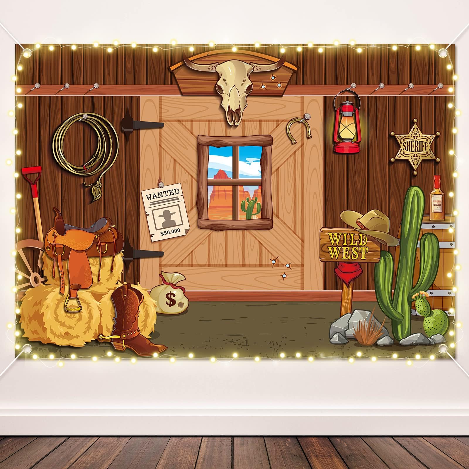 Amazon.com : BELECO 7x5ft Fabric Cartoon Wild West Desert Backdrop ...