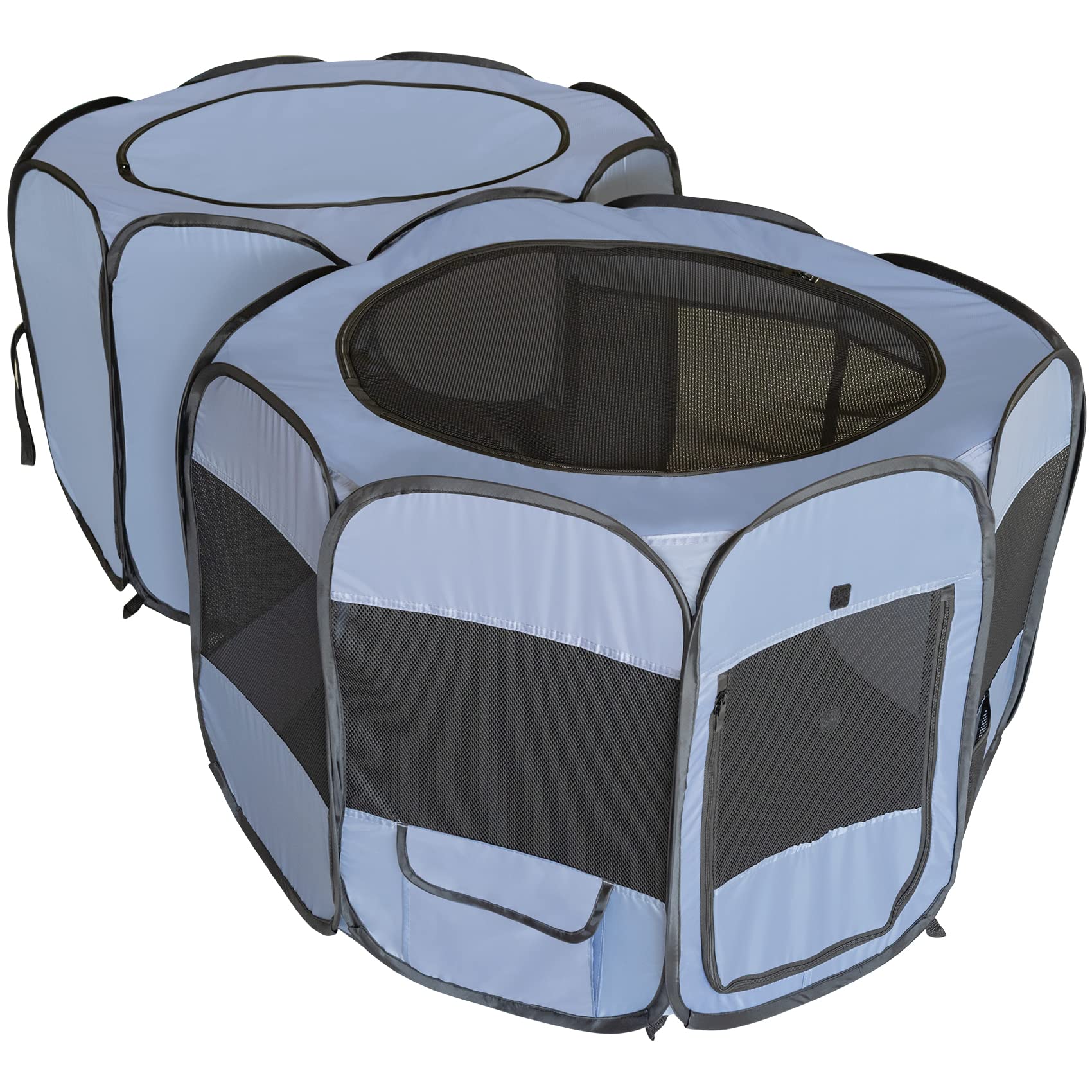 EighteenTek Pet Playpen 2 Rooms Pop Up Portable Puppy Cage Fence Kennel ...