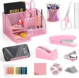Amazon.com : Nicpro 12 PCS Pink Desk Organizer and Accessories, Pink ...