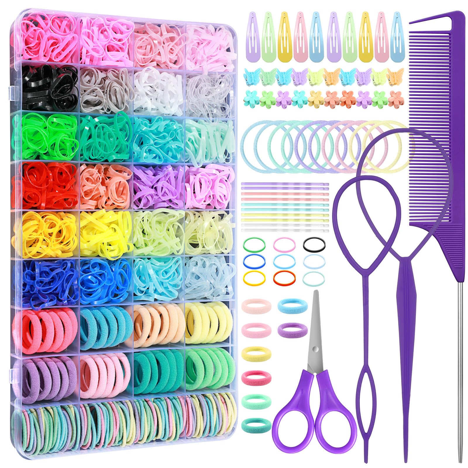 Amazon.com : Auroray Hair Accessories for Girl, 1784 Pcs Elastic Hair ...